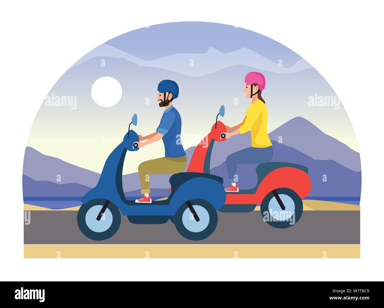 People riding scooters motorcycles cartoon Stock Vector Image & Art - Alamy