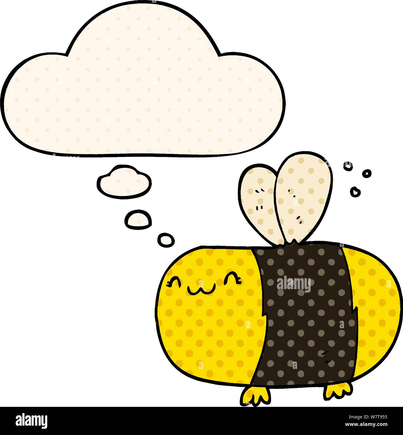 cute cartoon bee with thought bubble in comic book style Stock Vector ...