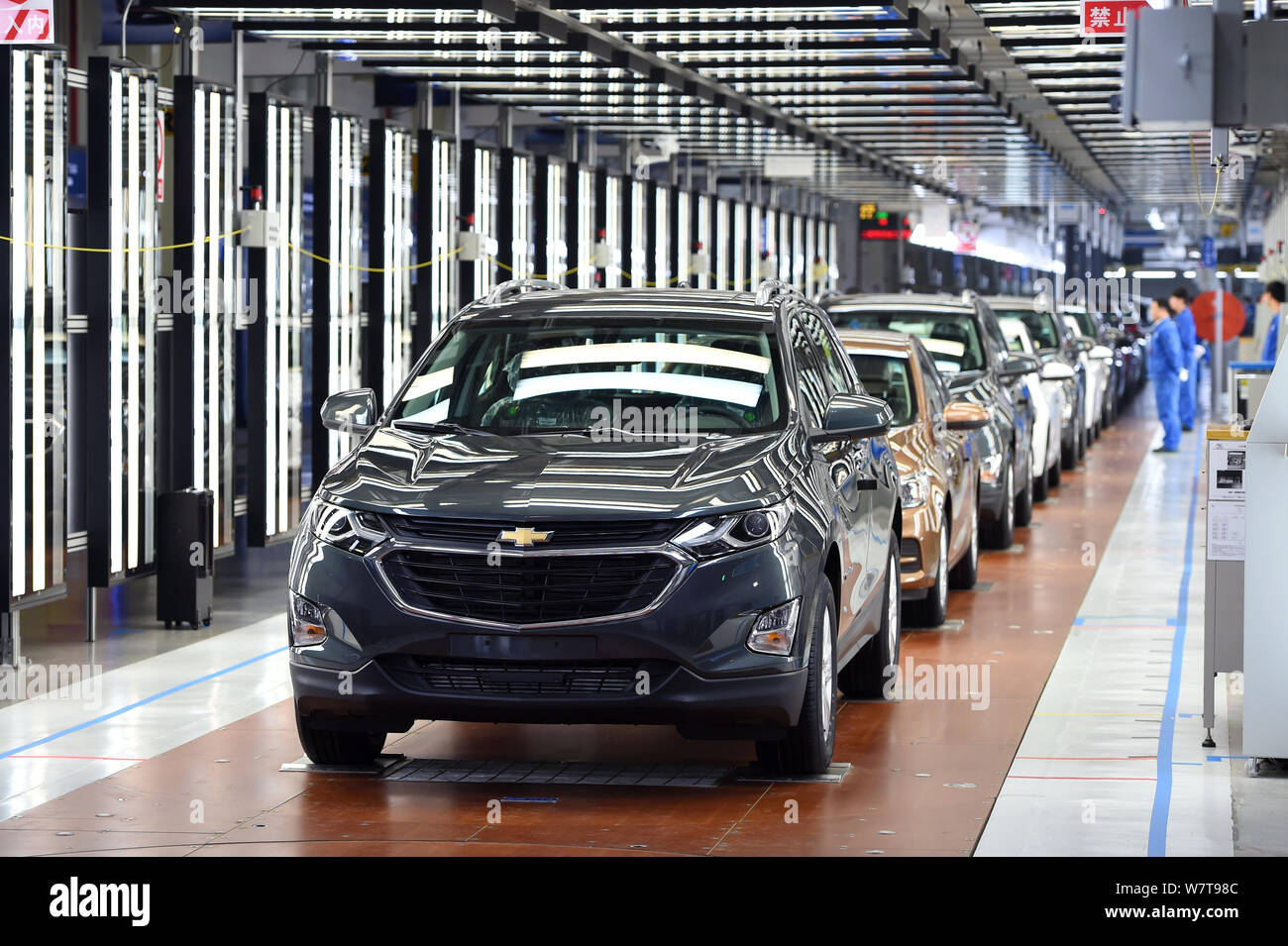 --FILE--Chevrolet Equinox SUVs are being assembled on the assembly line ...