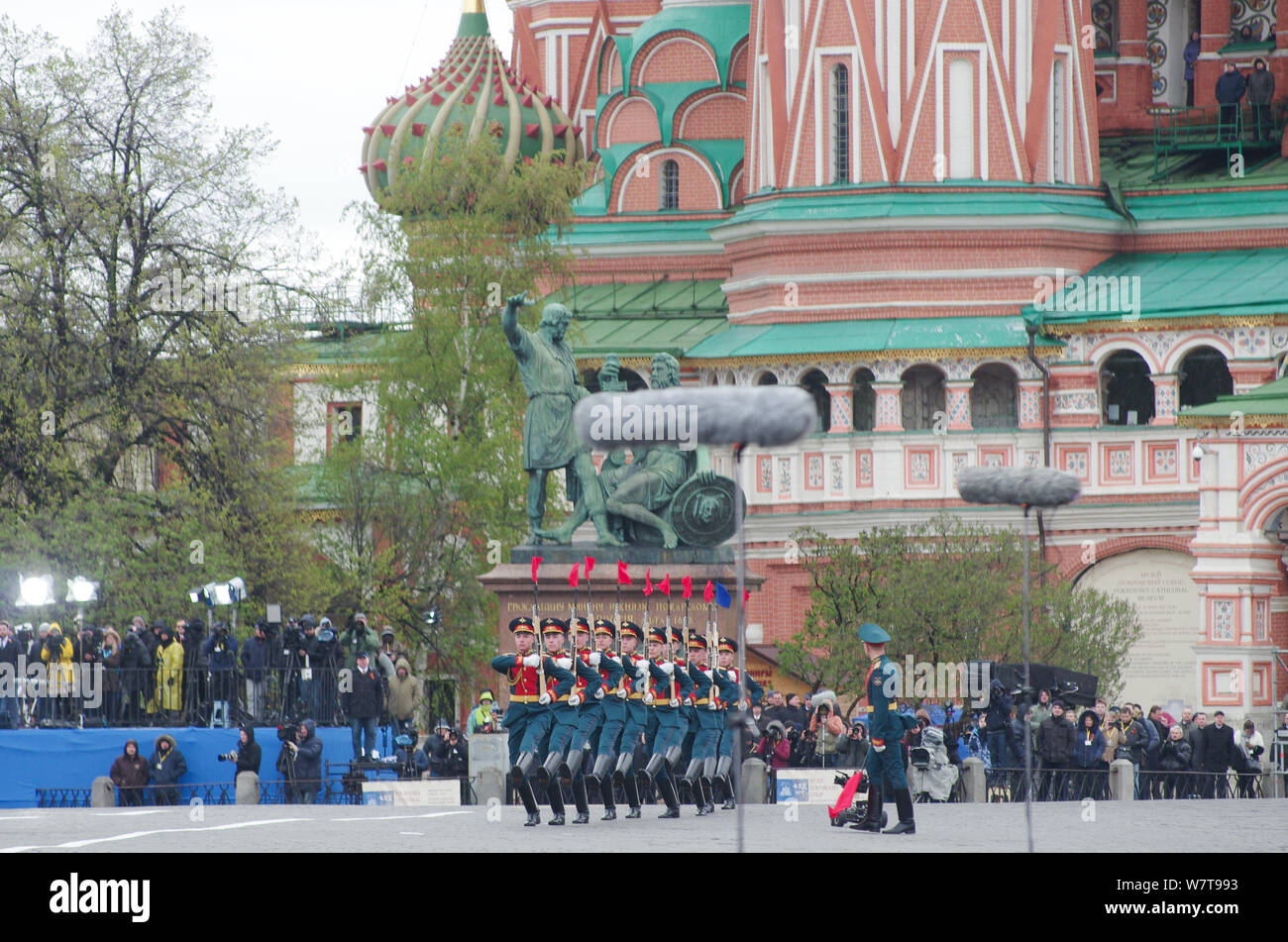 Soldiers march during the Victory Day military parade to mark the 72nd ...