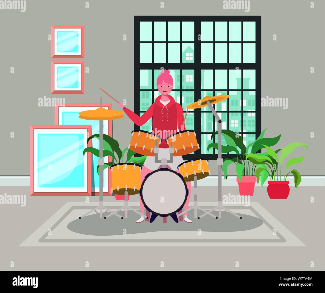 Person playing drums Stock Vector Images - Alamy