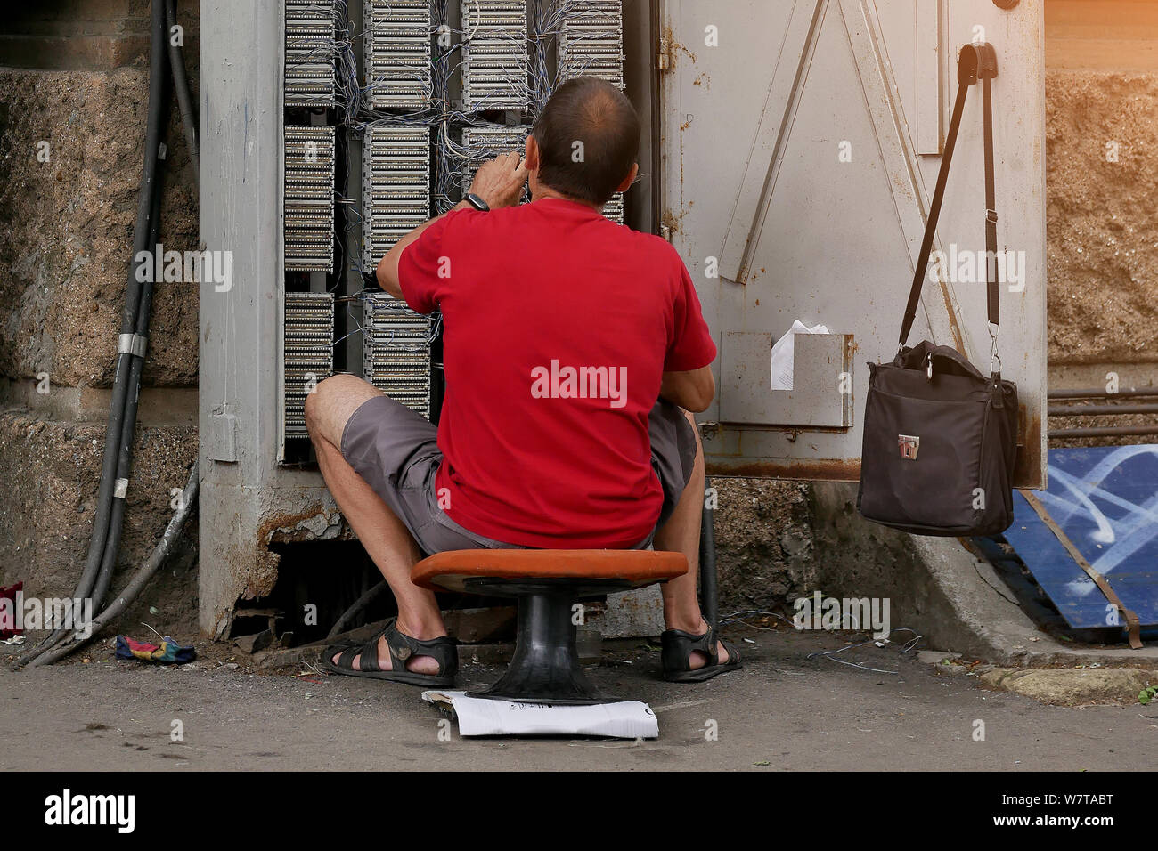Switch work booth hi-res stock photography and images - Alamy