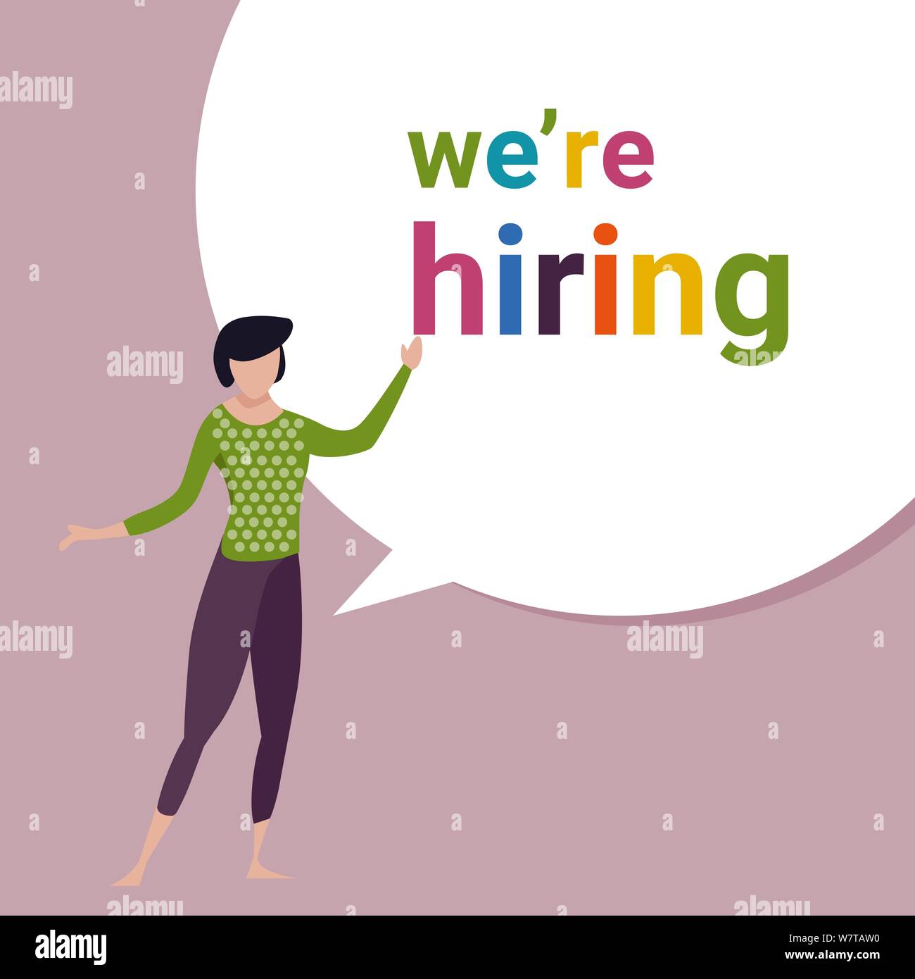We are hiring, a sign vacant and inscription we re hiring with woman ...