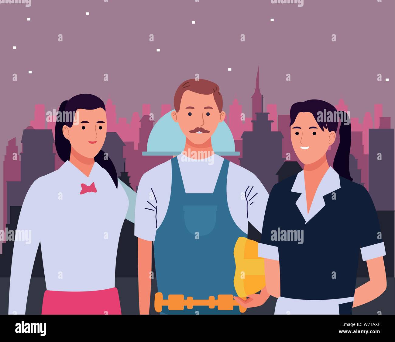 Professionals workers characters smiling cartoons Stock Vector Image ...