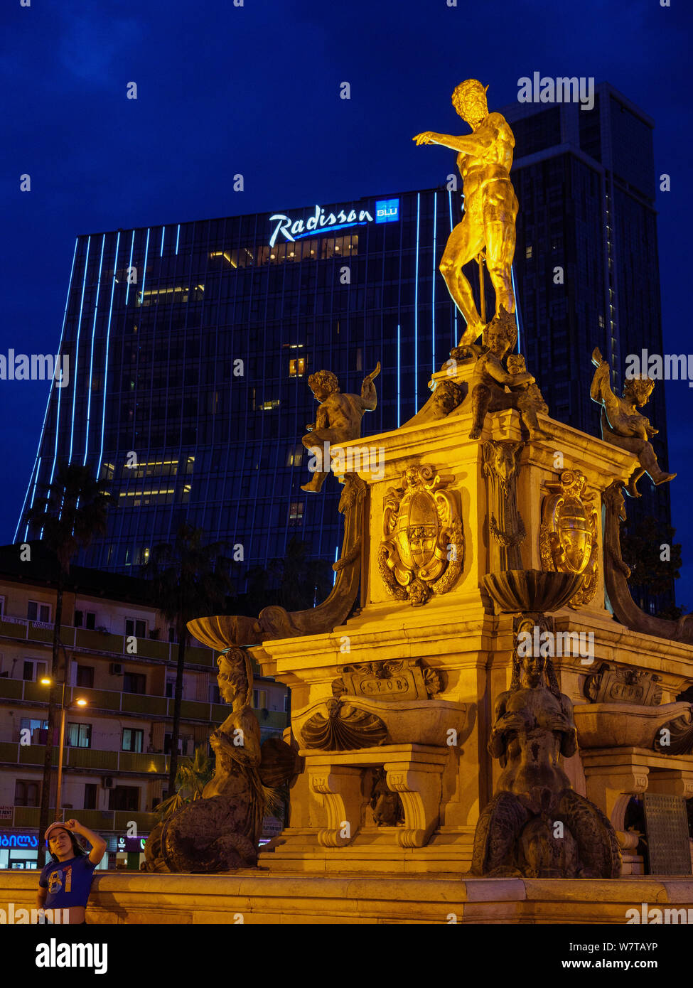 Radisson Hotel and Neptune Fountain, Batumi, Adjara, Georgia, Europe ...
