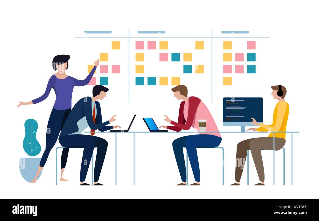 Agile business team of programmer working and make some planning on the ...