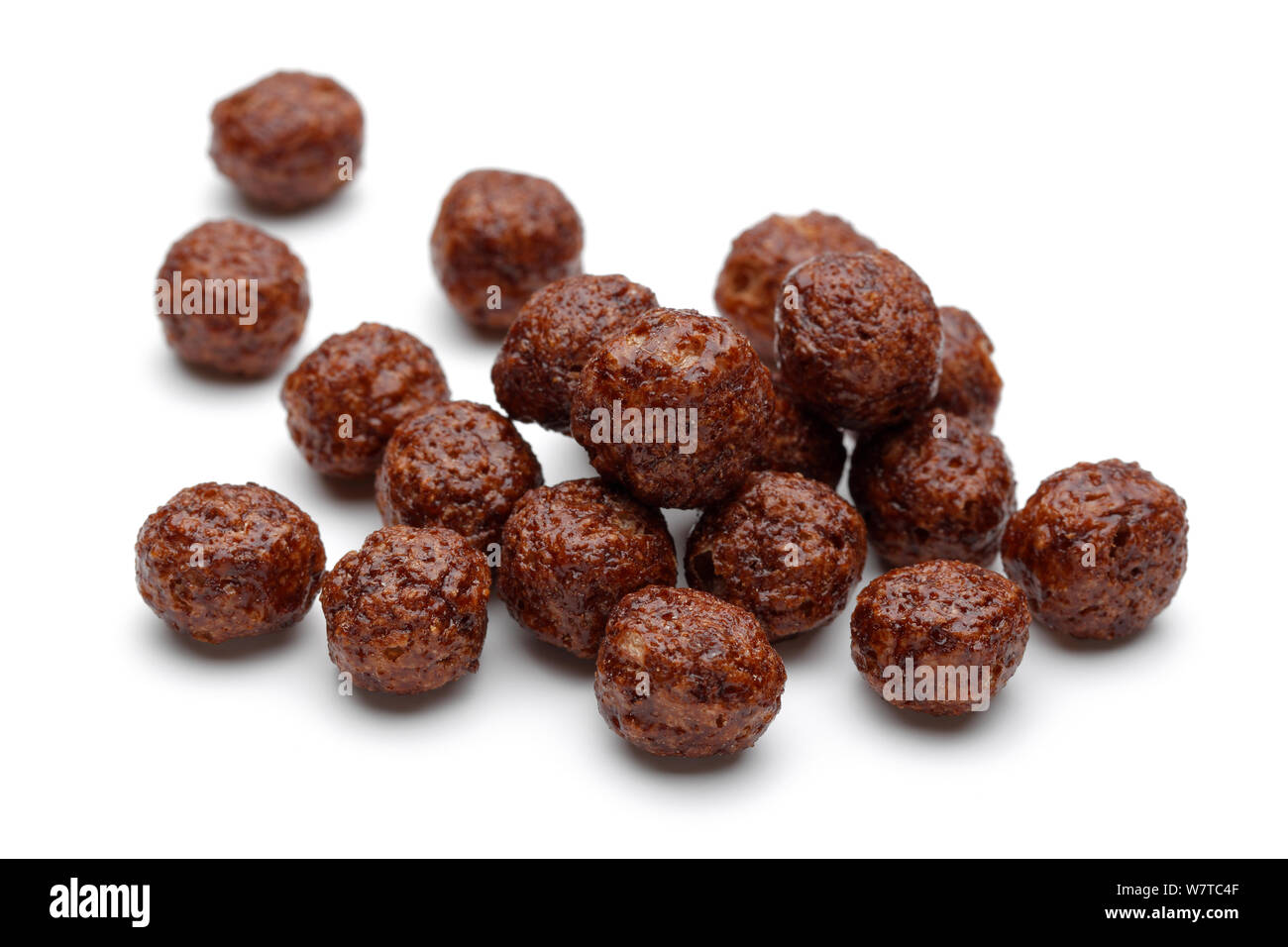 Chocolate corn balls isolated on white background. Cornflakes, cereals ...
