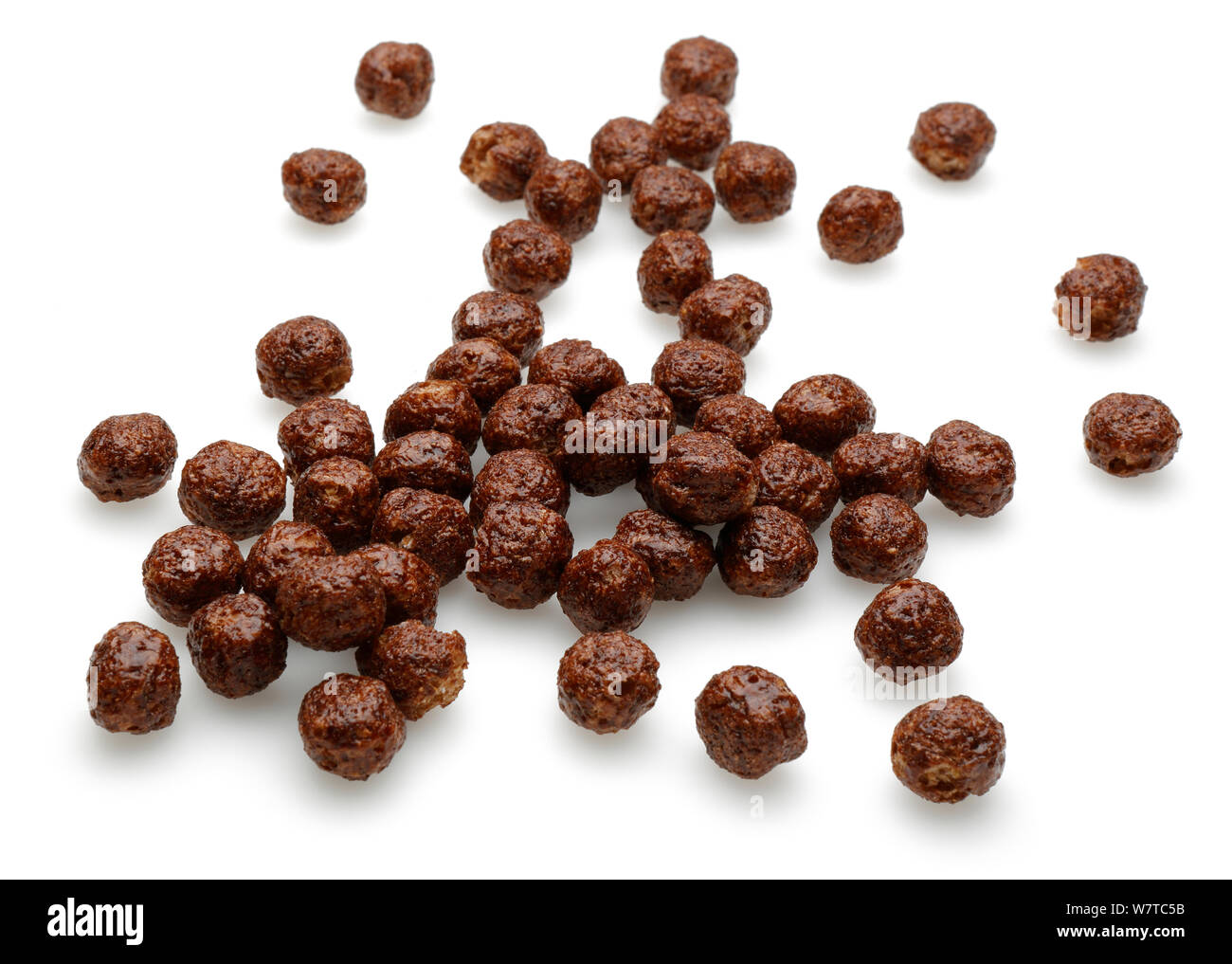 Chocolate corn balls isolated on white background. Cornflakes, cereals ...