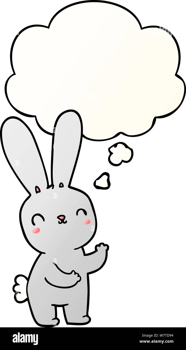 cute cartoon rabbit with thought bubble in smooth gradient style Stock ...