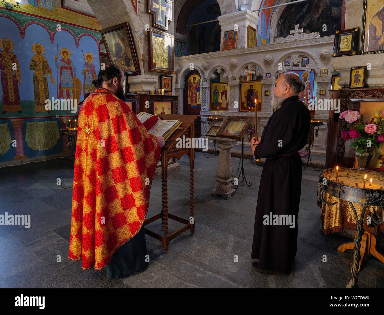 inside church, monastery Motsameta, Inereti, Georgia, Europe Stock ...