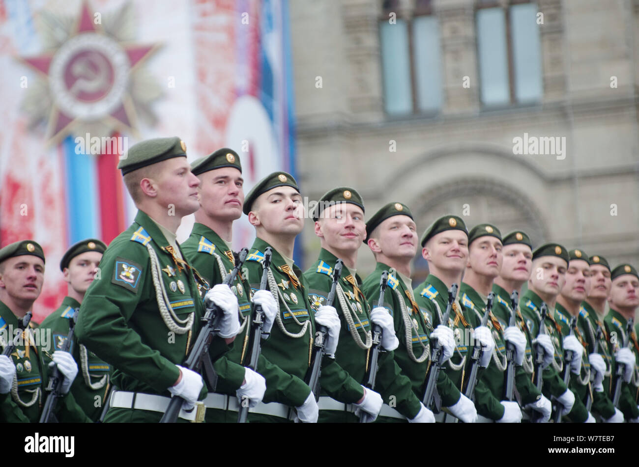 Russian soldiers march along the Red Square during the Victory Day ...