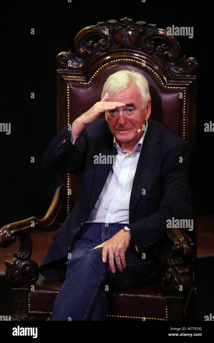 Shadow chancellor John McDonnell during an interview with journalist ...