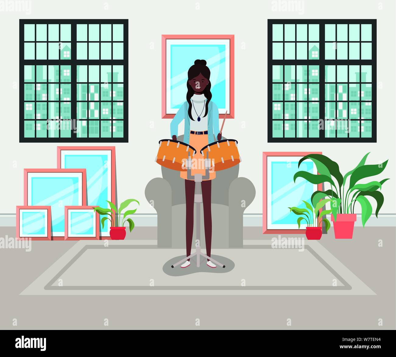 Timpani cartoon illustration Stock Vector Images - Alamy