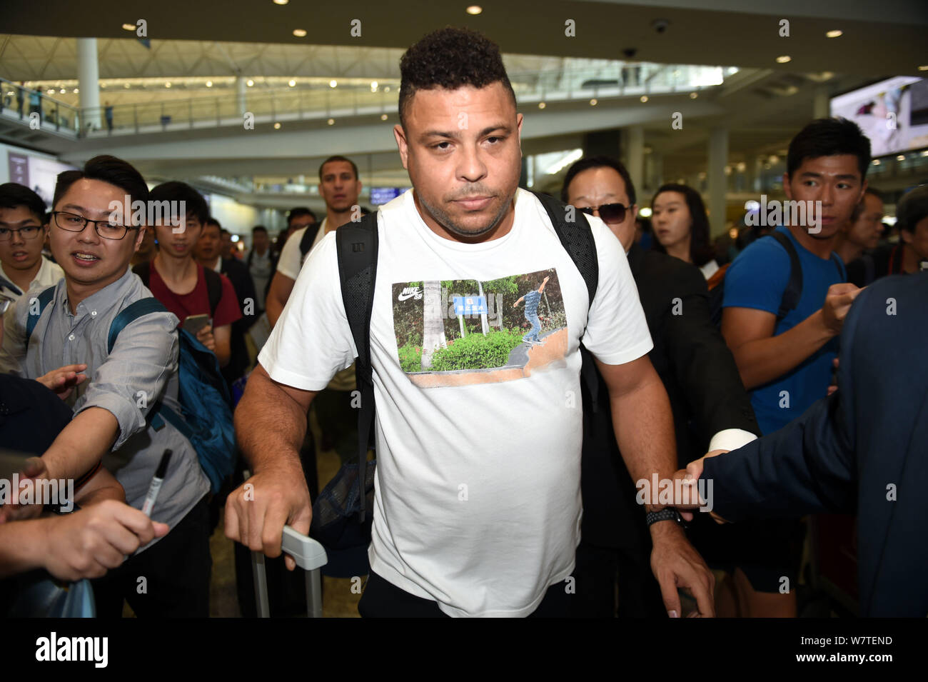 Brazilian football star Ronaldo Luis Nazario de Lima, center, commonly ...