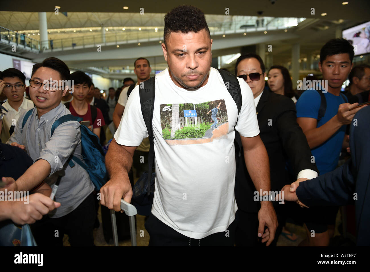 Brazilian football star Ronaldo Luis Nazario de Lima, center, commonly ...