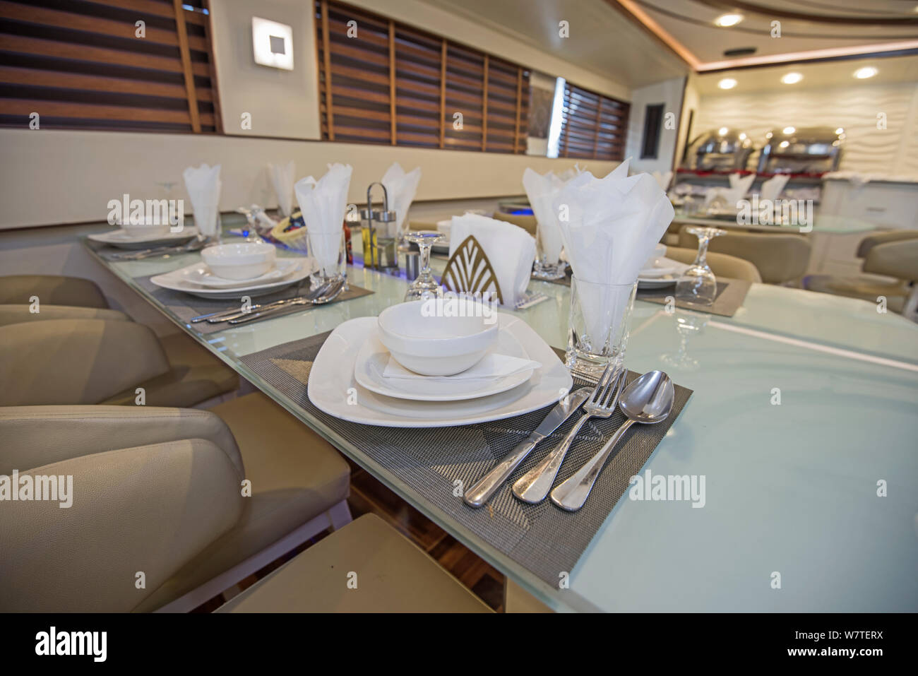 Interior design furnishing decor of the salon dining area in a large ...