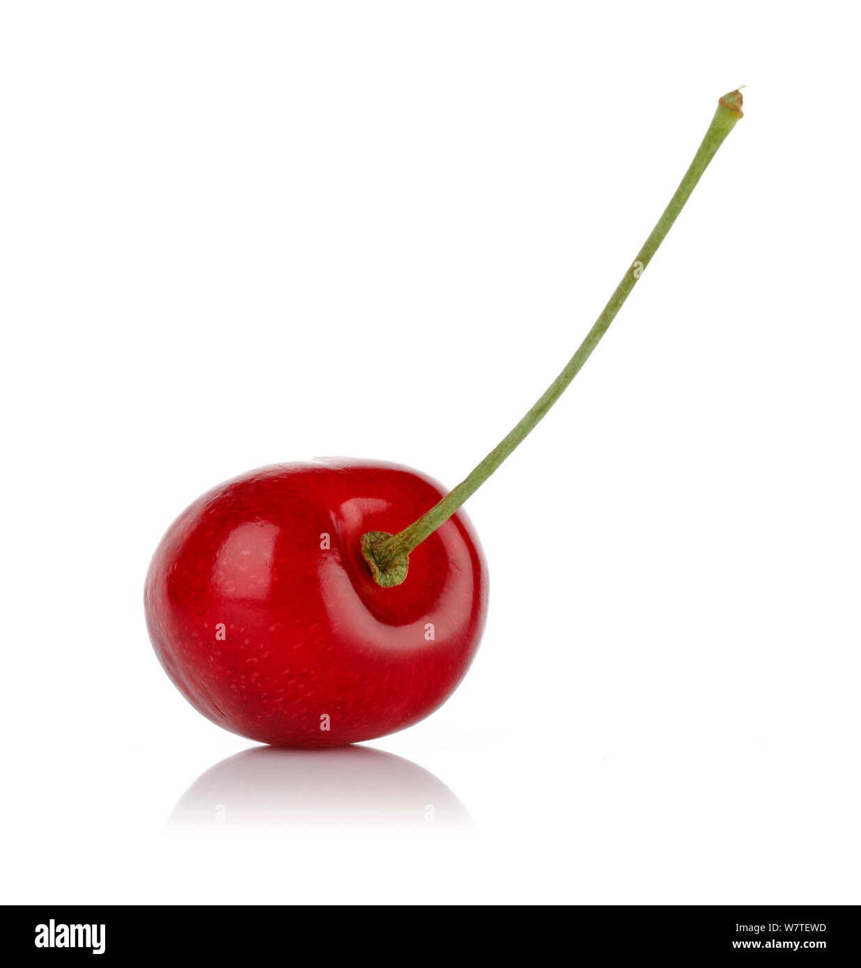 Single red cherry isolated on white background Stock Photo - Alamy