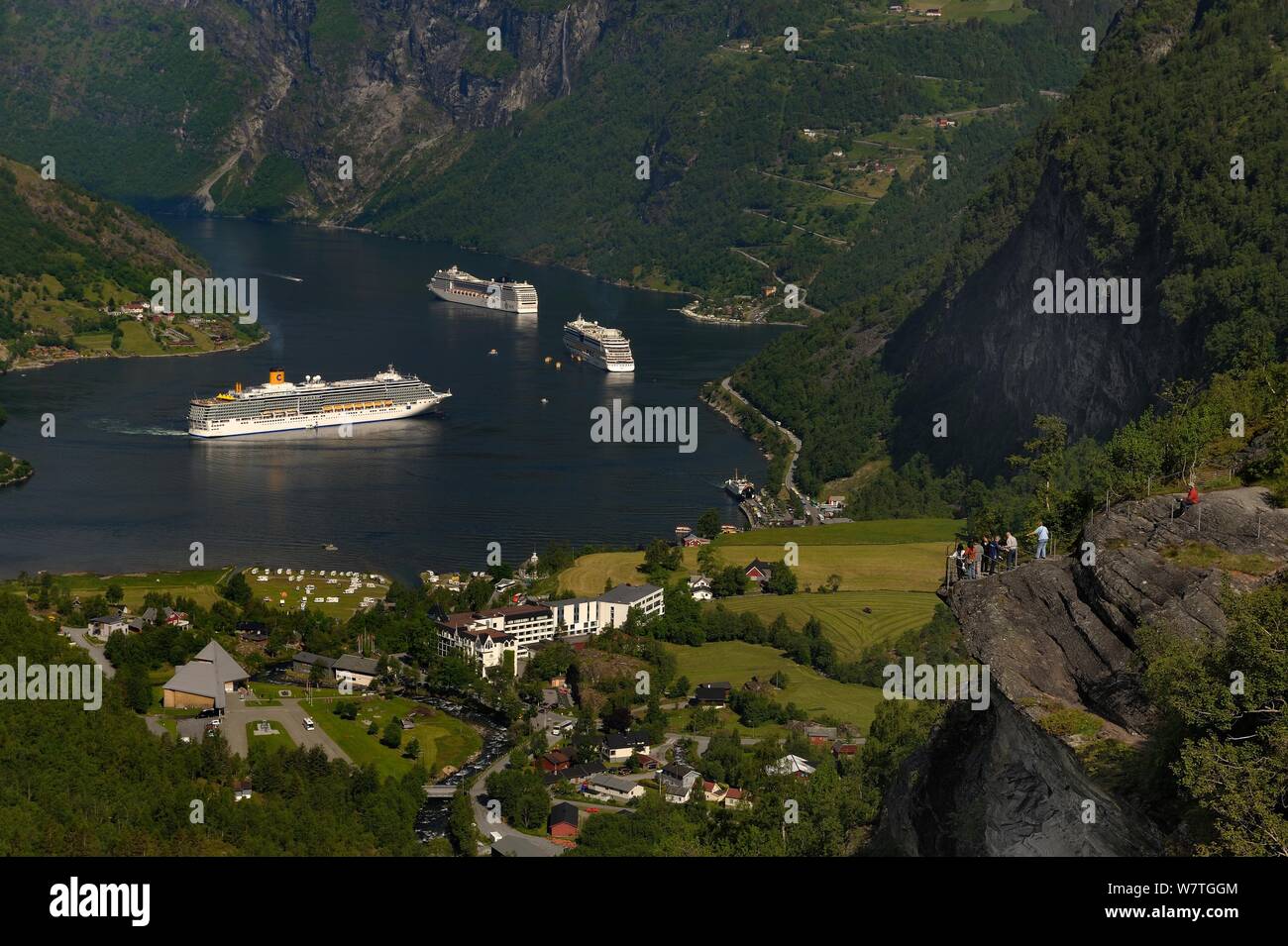 Geirangerfjord with cruise ships , Stranda municipality ...