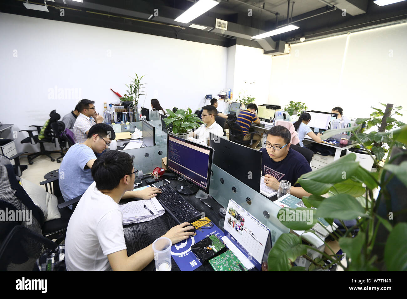 Chinese technicians work at the Recovery Key Laboratory of Sichuan ...
