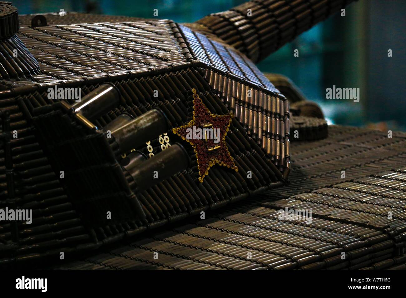 Detail of a full-sized Type 99 tank made of 48,356 cartridge cases on ...