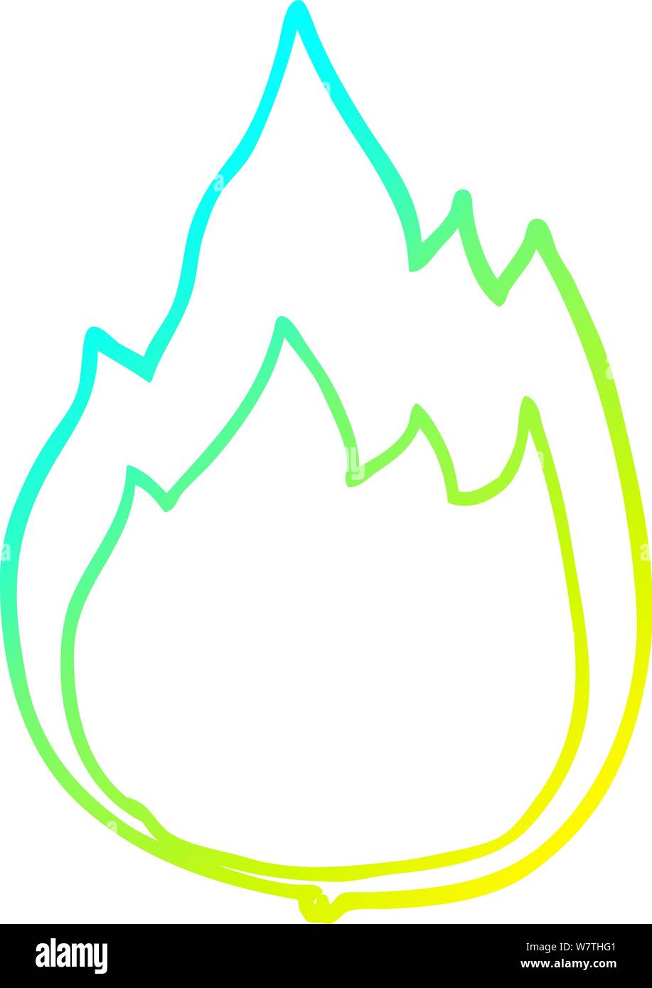 cold gradient line drawing of a cartoon fire Stock Vector Image & Art ...