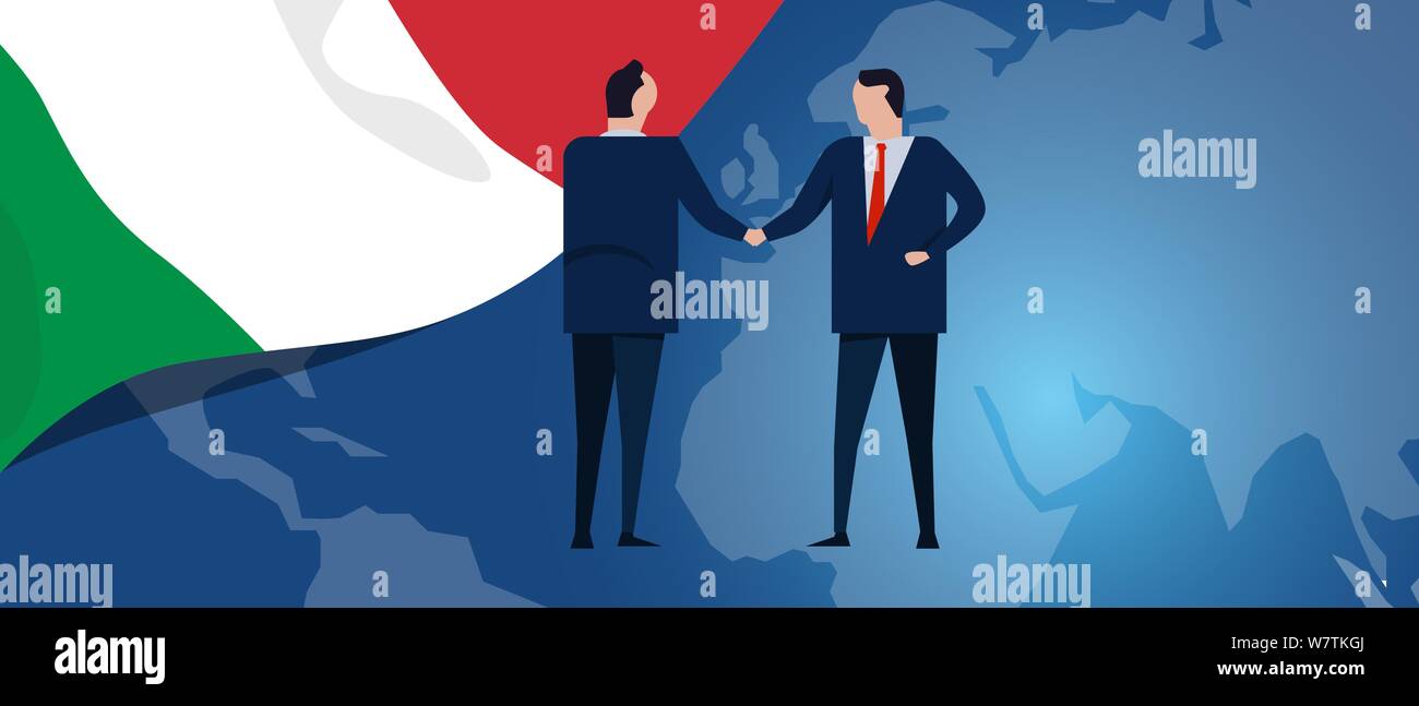 Italy international partnership. Diplomacy negotiation. Business ...