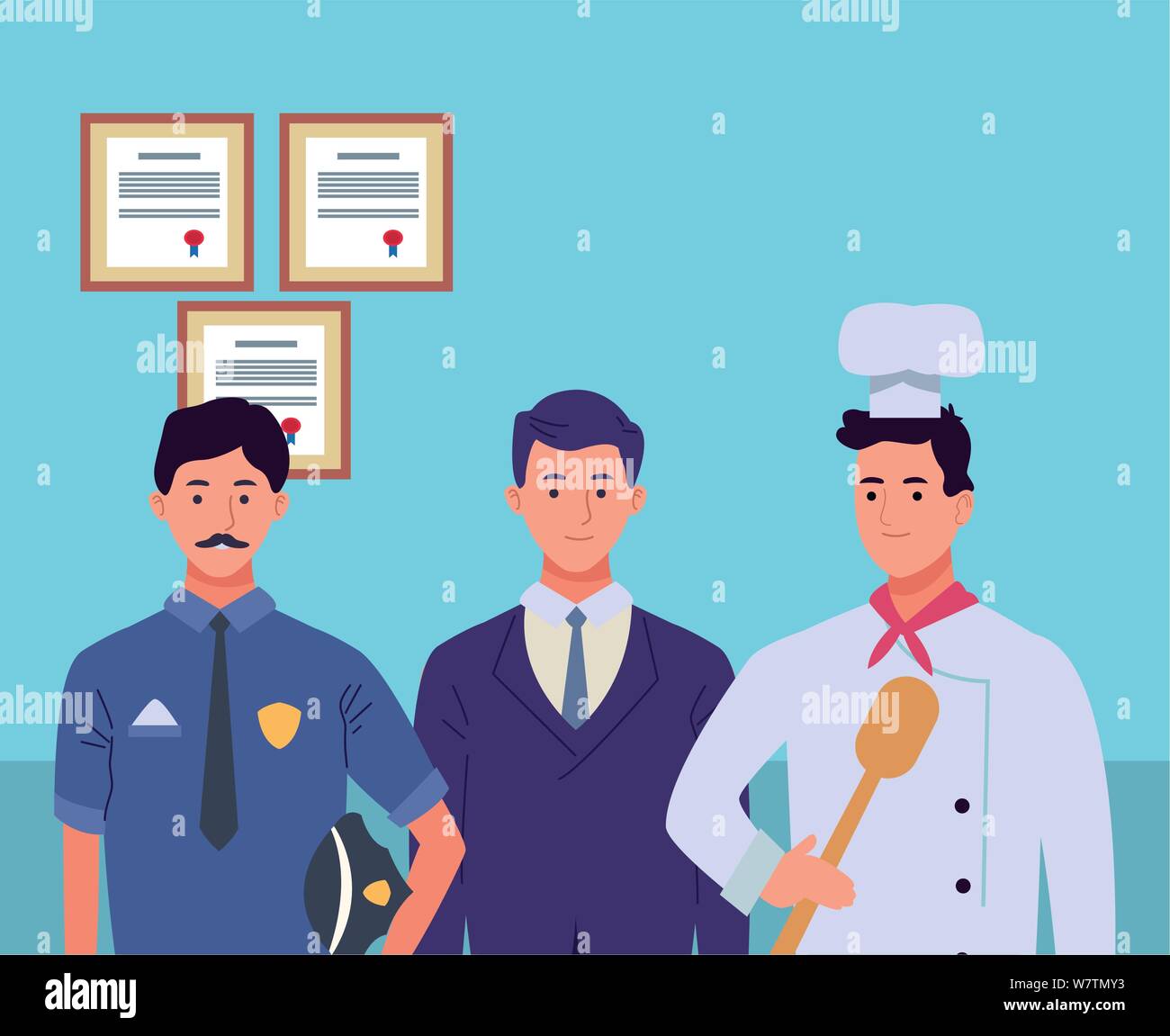 Professionals workers characters smiling cartoons Stock Vector Image ...