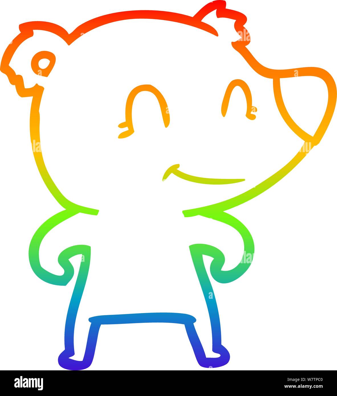 rainbow gradient line drawing of a smiling bear cartoon Stock Vector ...
