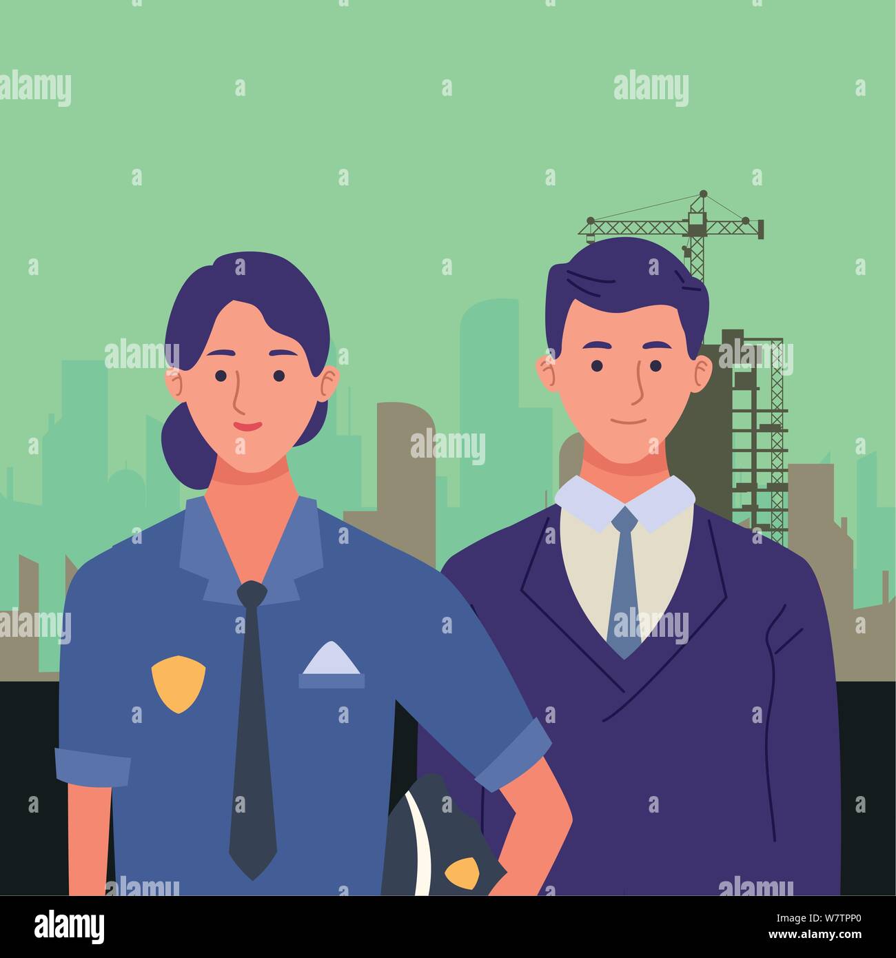 Professionals workers couple smiling cartoons Stock Vector Image & Art ...