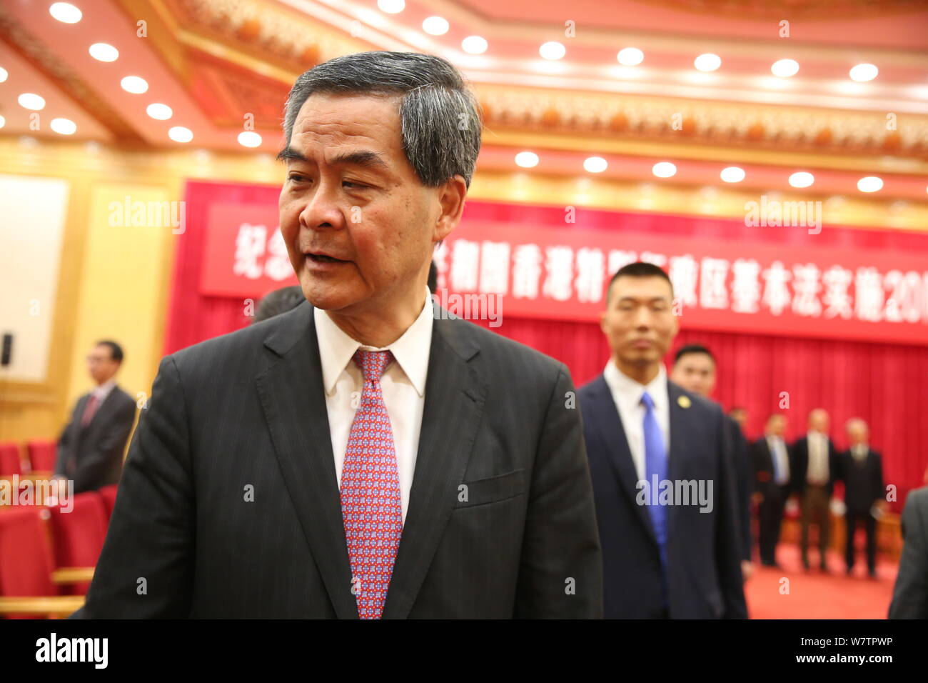 Hong Kong Chief Executive Leung Chun-ying attends a symposium to ...