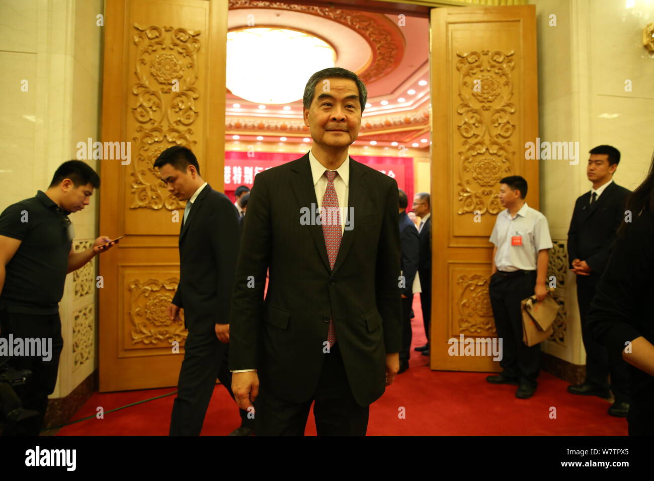 Hong Kong Chief Executive Leung Chun-ying attends a symposium to ...