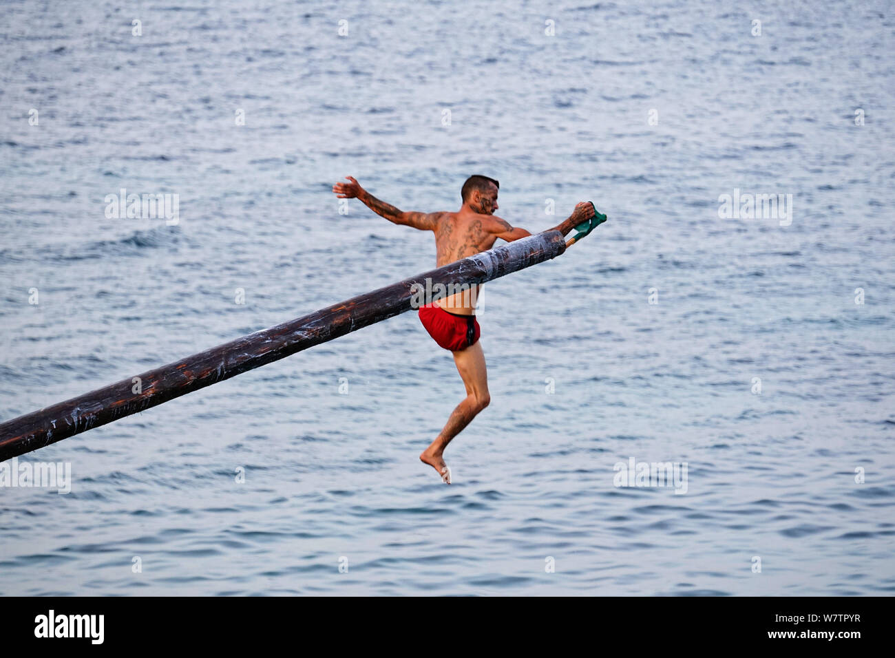 Xghajra, Malta - August 3, 2019: Traditional Maltese game of Gostra ...