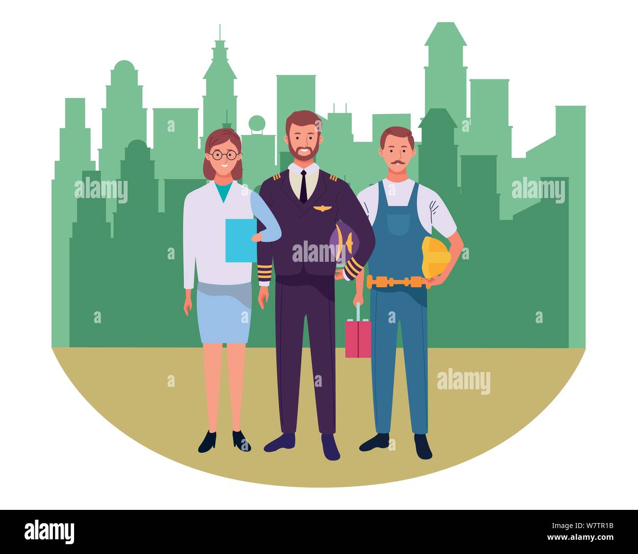 Professionals workers characters smiling cartoons Stock Vector Image ...
