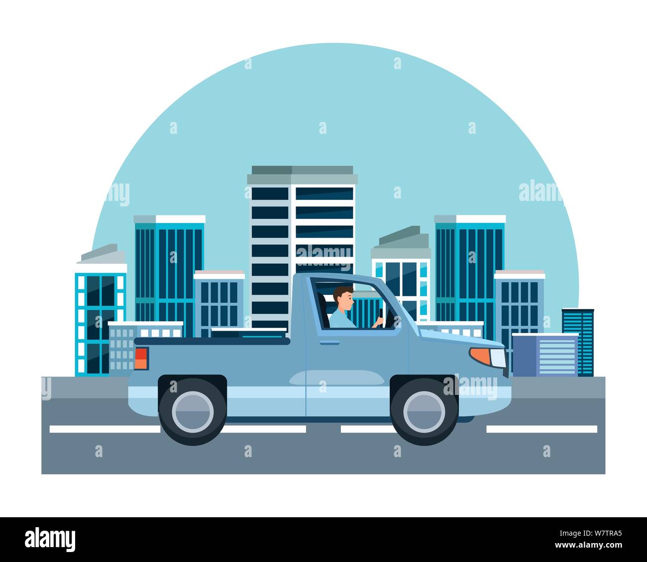 Man driving pick up vehicle sideview cartoon Stock Vector Image & Art ...