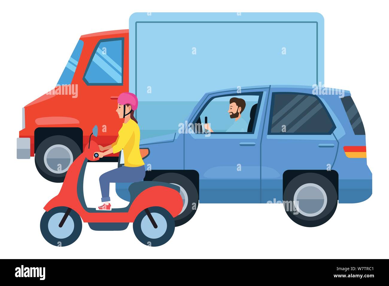 Vehicles and motorcycle with drivers riding Stock Vector Image & Art ...