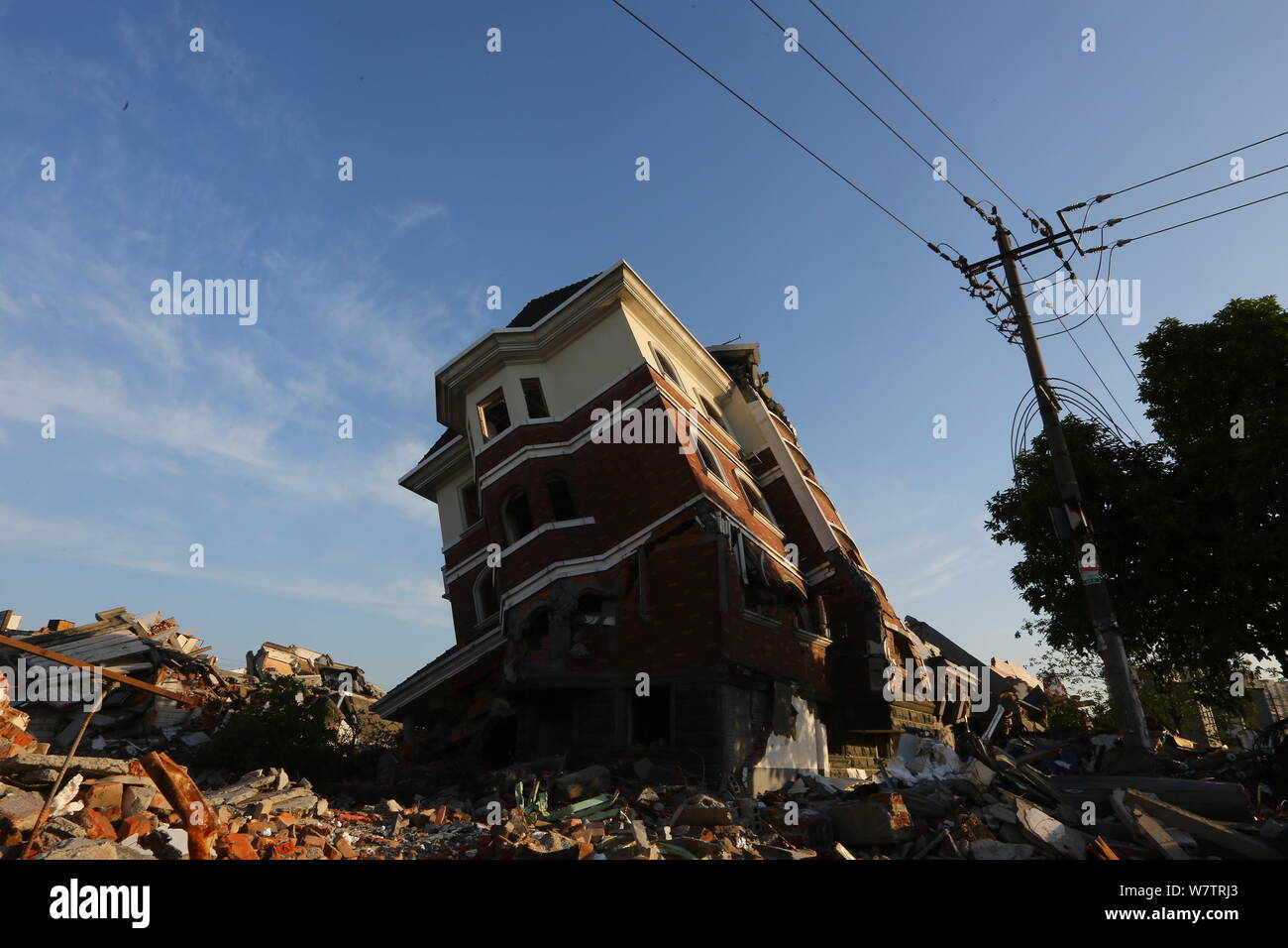 View of the ''strong house'' standing in the ruins after its ground ...