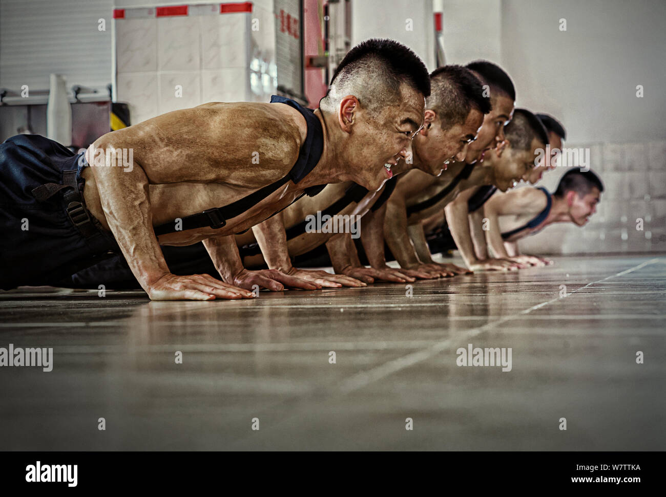 Chinese firefighters of a fire brigade pose for a poster in Liuzhou ...