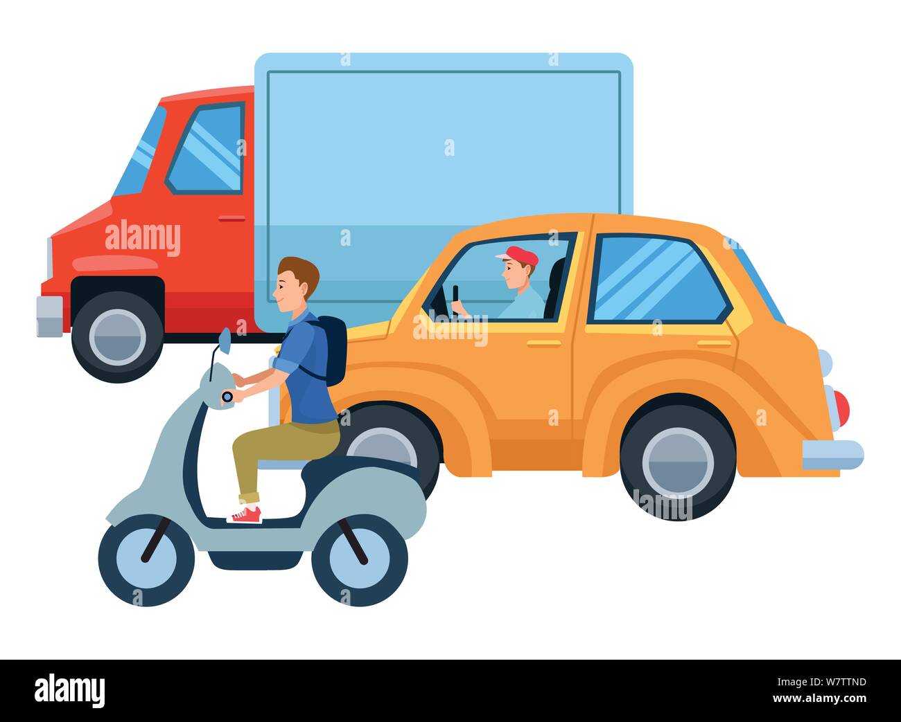 Vehicles and motorcycle with drivers riding Stock Vector Image & Art ...