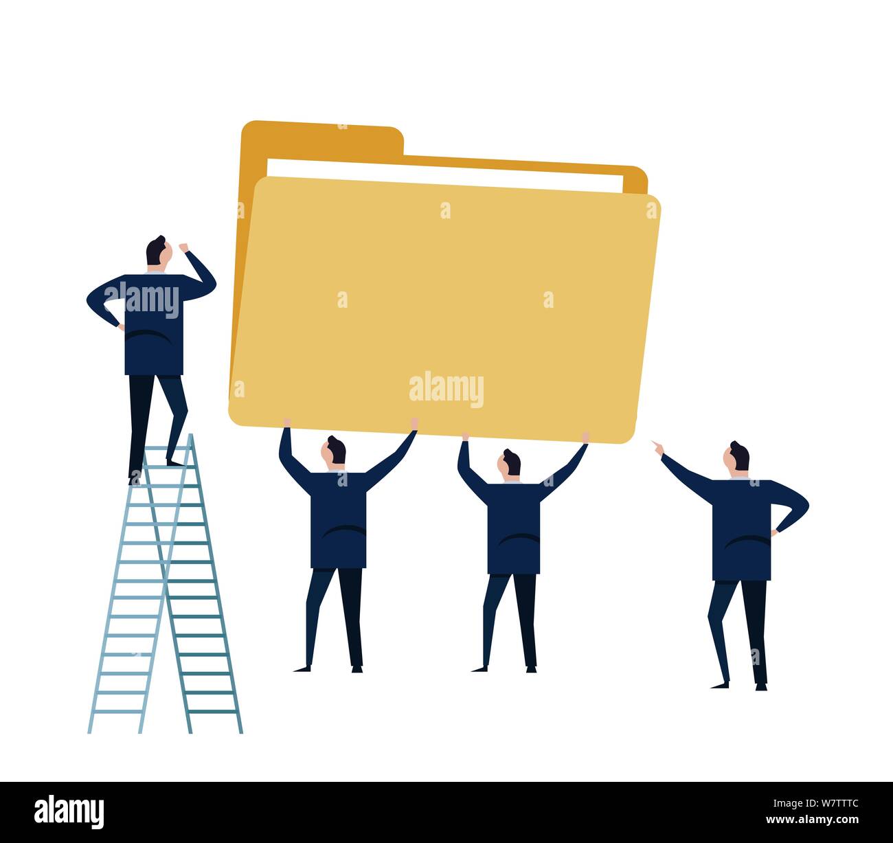 File management storage data folder business concept illustration. man ...