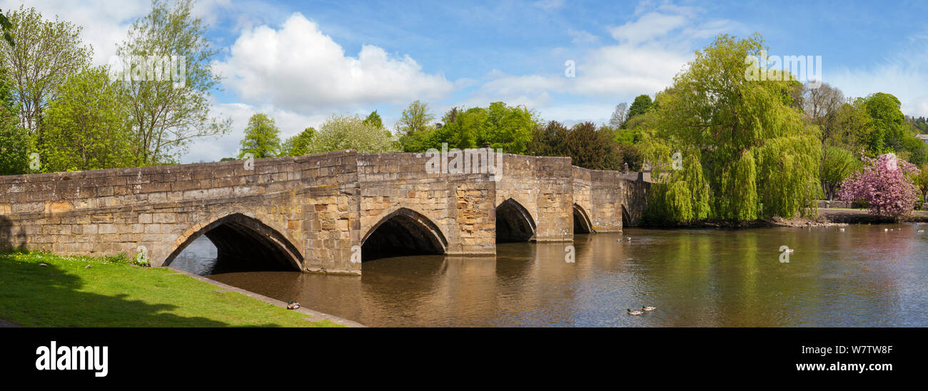 Five-arched bridge over the River Wye at Bakewell, constructed in the ...