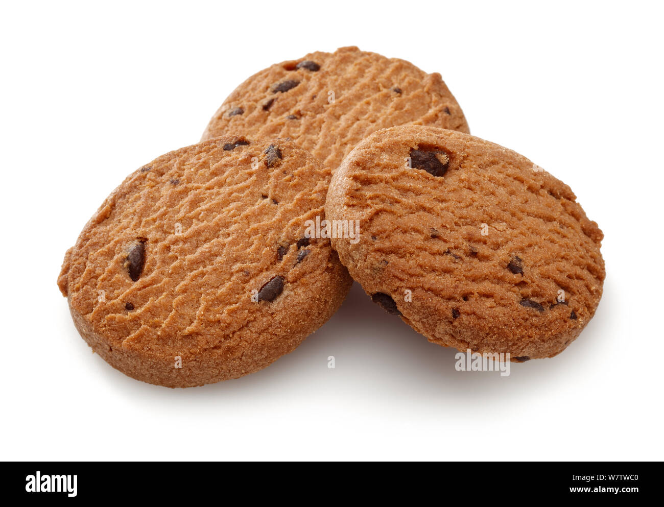 Chocolate chip cookies, biscuit isolated on white background Stock ...