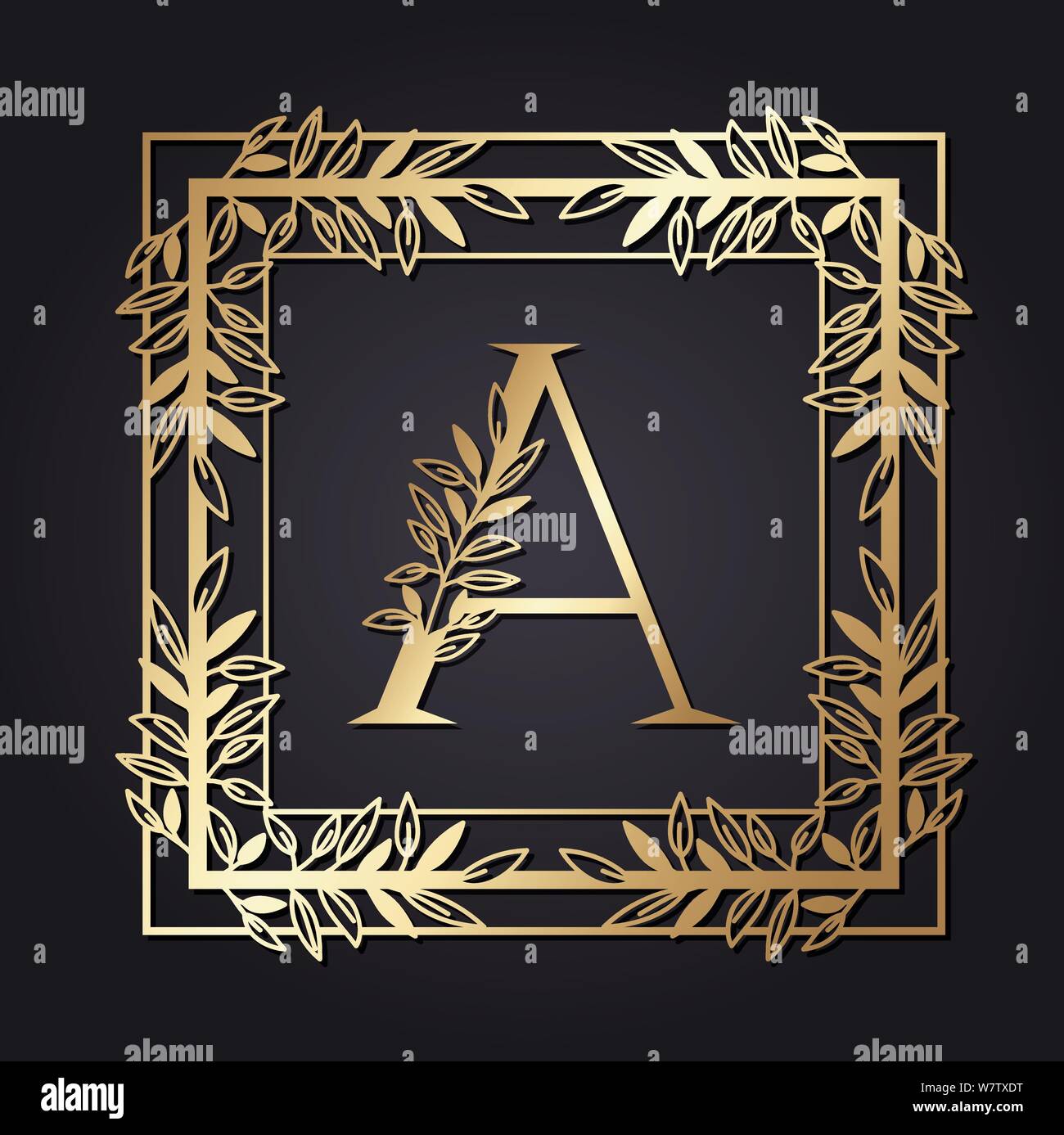 letter A in square frame with leafs Stock Vector Image & Art - Alamy