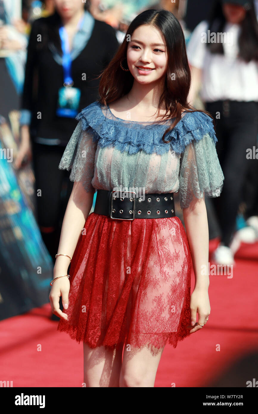 Chinese actress Lin Yun arrives on the red carpet for the premiere of ...