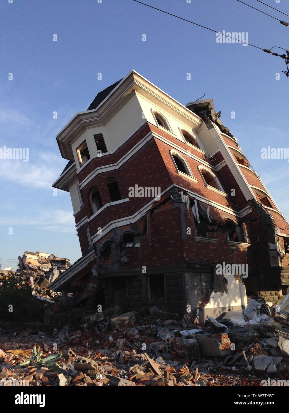 View of the ''strong house'' standing in the ruins after its ground ...