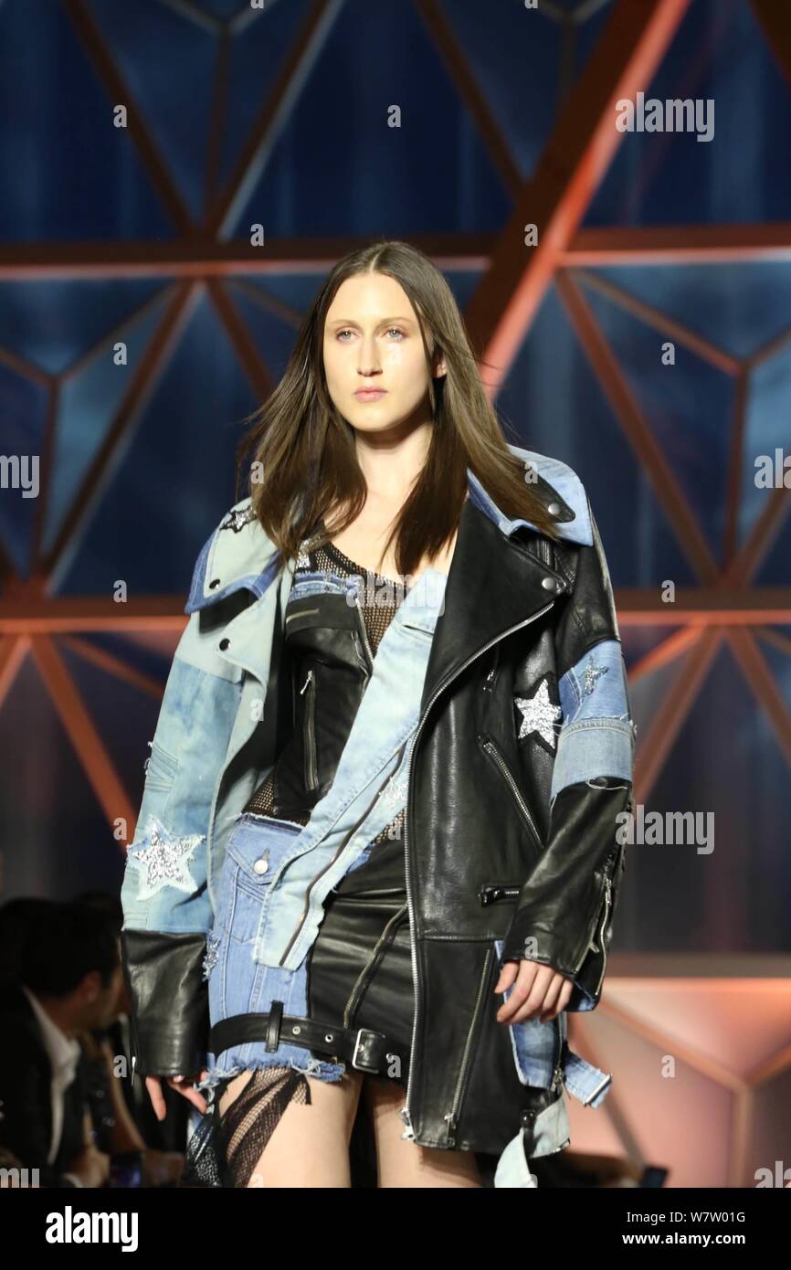 Dutch model Anne Cleveland displays a new creation at the 2017 Fashion ...