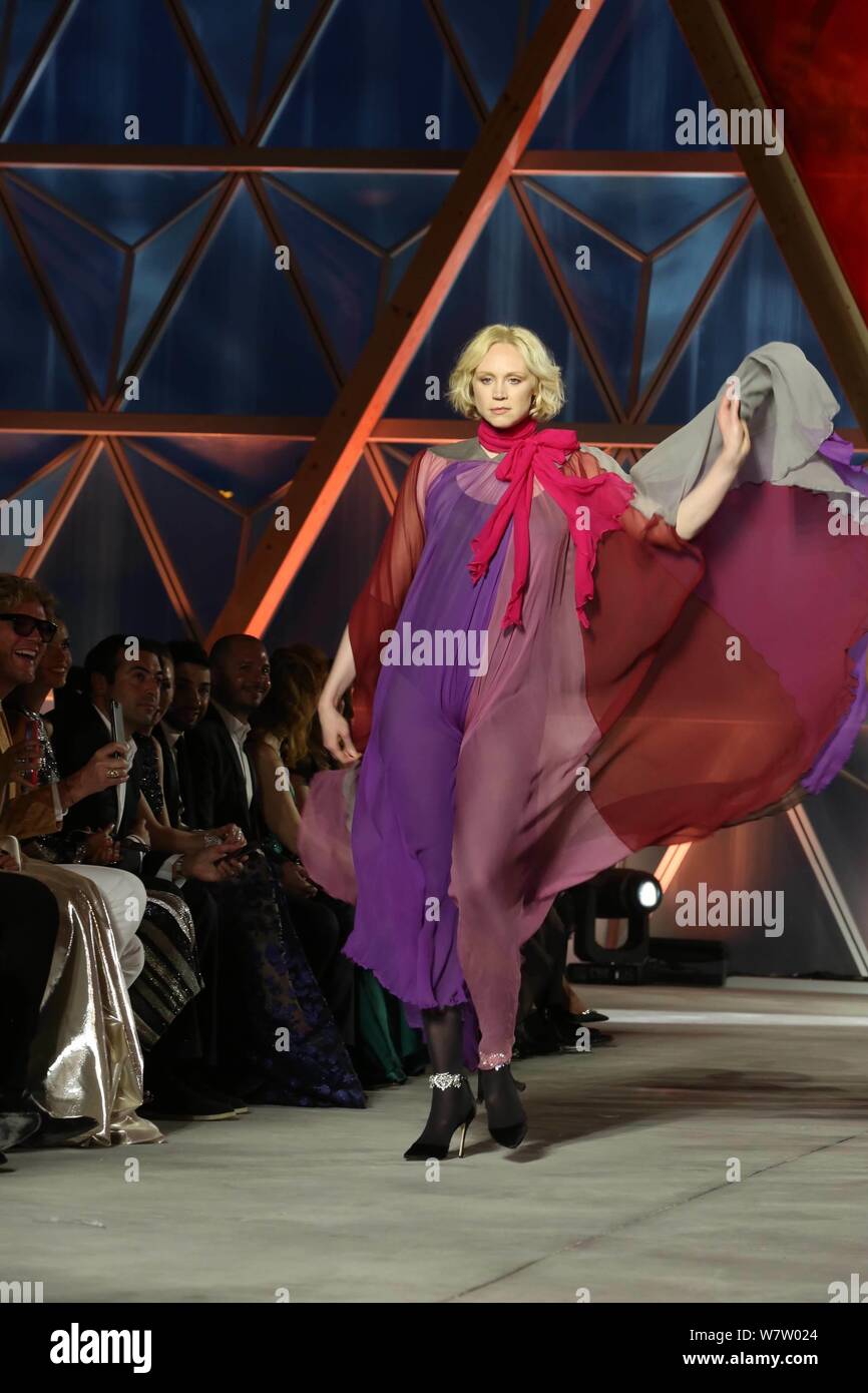 English actress and model Gwendoline Christie displays a new creation ...