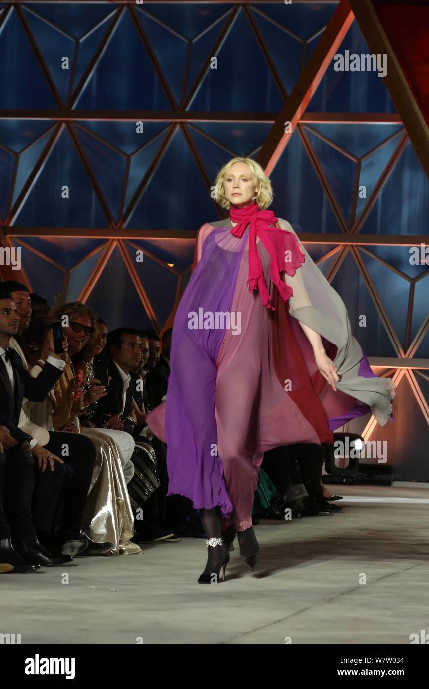 English actress and model Gwendoline Christie displays a new creation ...