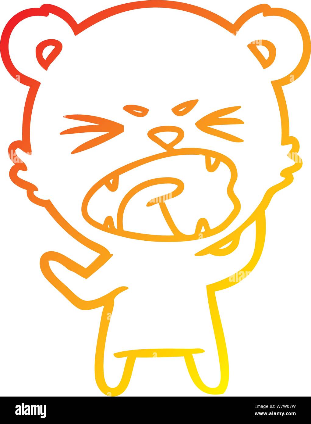 warm gradient line drawing of a angry cartoon bear shouting Stock ...