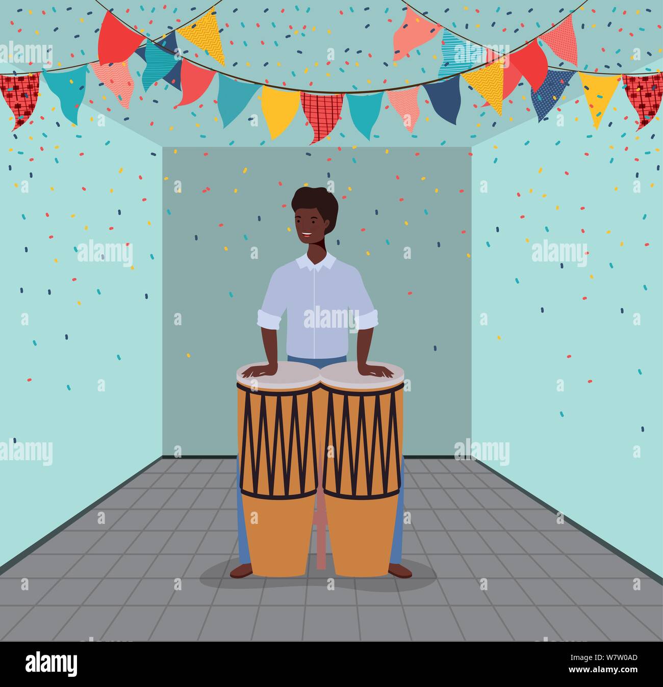 afro woman playing bongos character Stock Vector Image & Art - Alamy