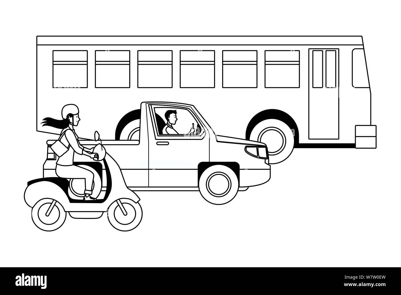 White black people ride bus Stock Vector Images - Alamy